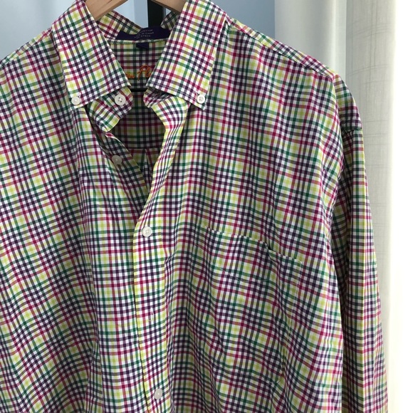 Alan Flusser | Shirts | Alan Flusser Bright Plaid Mens Button Down | Poshmark